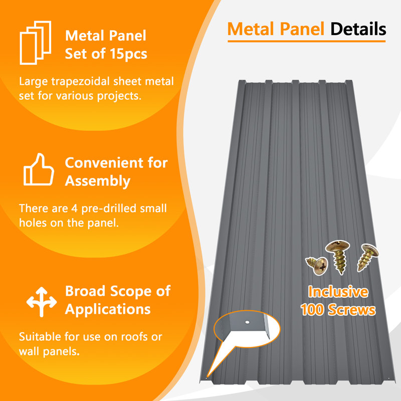 Thanaddo 15X Roof Panels Galvanized Steel Hardware Roofing Sheets | Wayfair